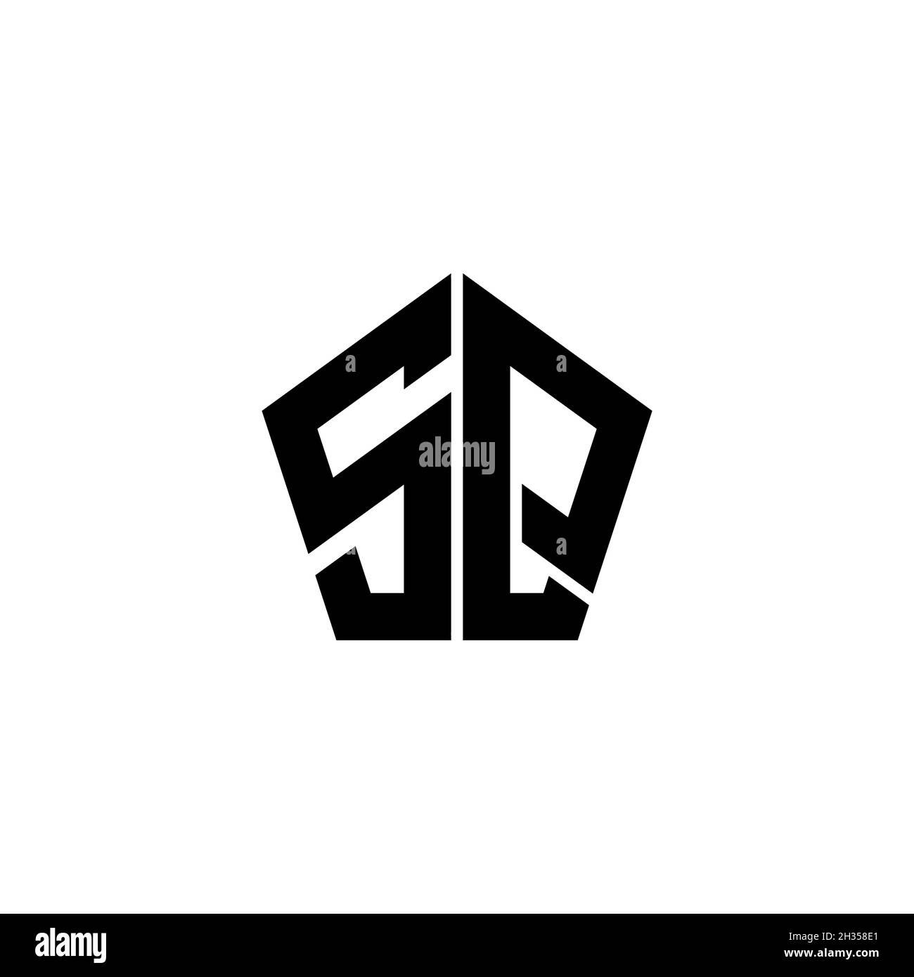SQ Monogram logo letter with polygonal geometric shape style design ...