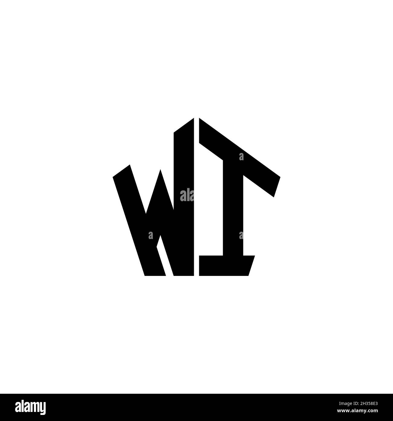 WI Monogram logo letter with polygonal geometric shape style design ...