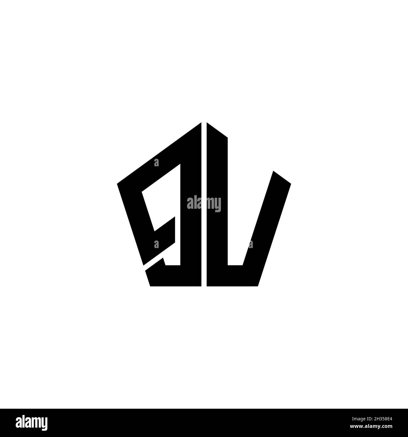 QU Monogram logo letter with polygonal geometric shape style design isolated on white background ...