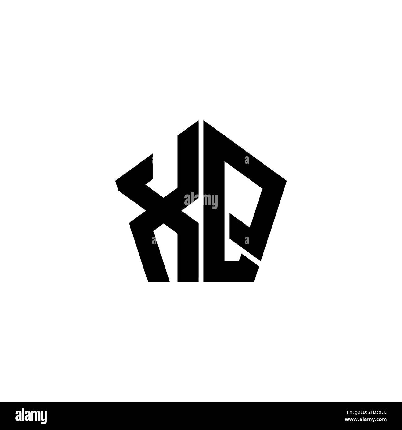 XQ Monogram logo letter with polygonal geometric shape style design isolated on white background ...