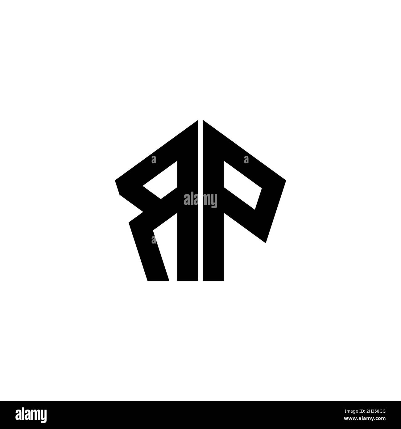 RP Monogram logo letter with polygonal geometric shape style design ...