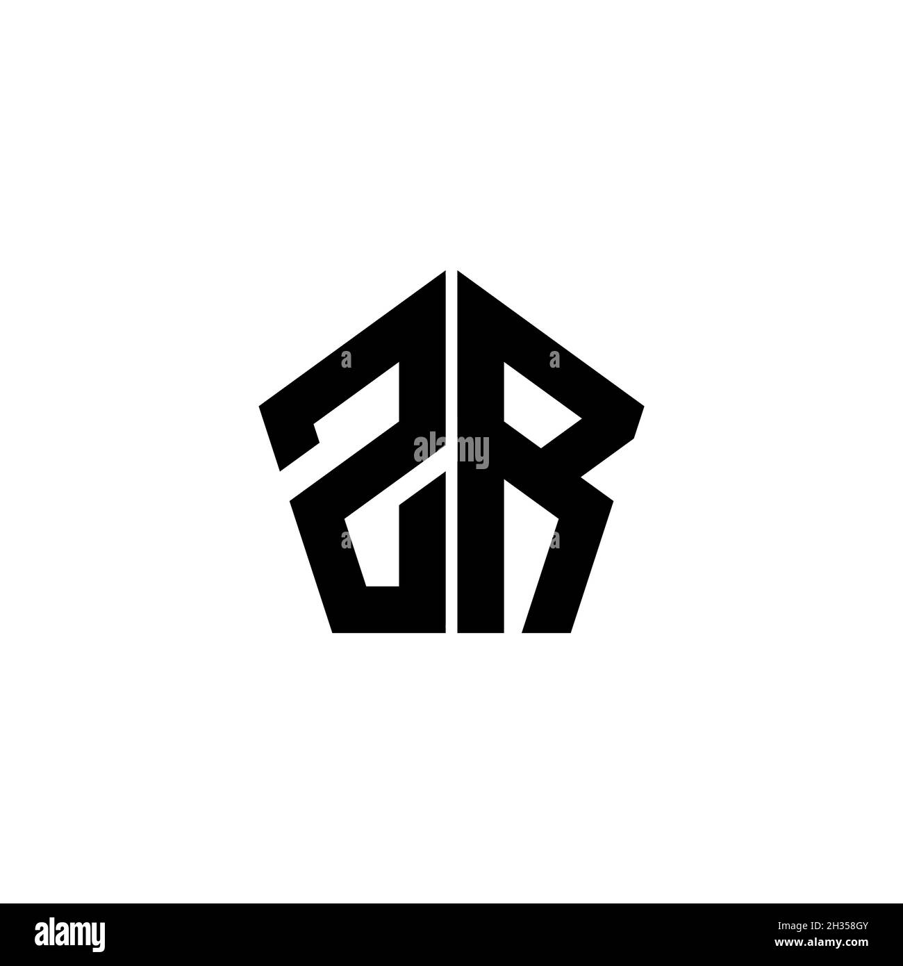 ZR Monogram logo letter with polygonal geometric shape style design ...