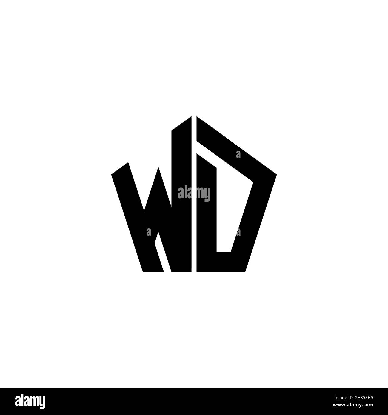WD Monogram logo letter with polygonal geometric shape style design isolated on white background ...