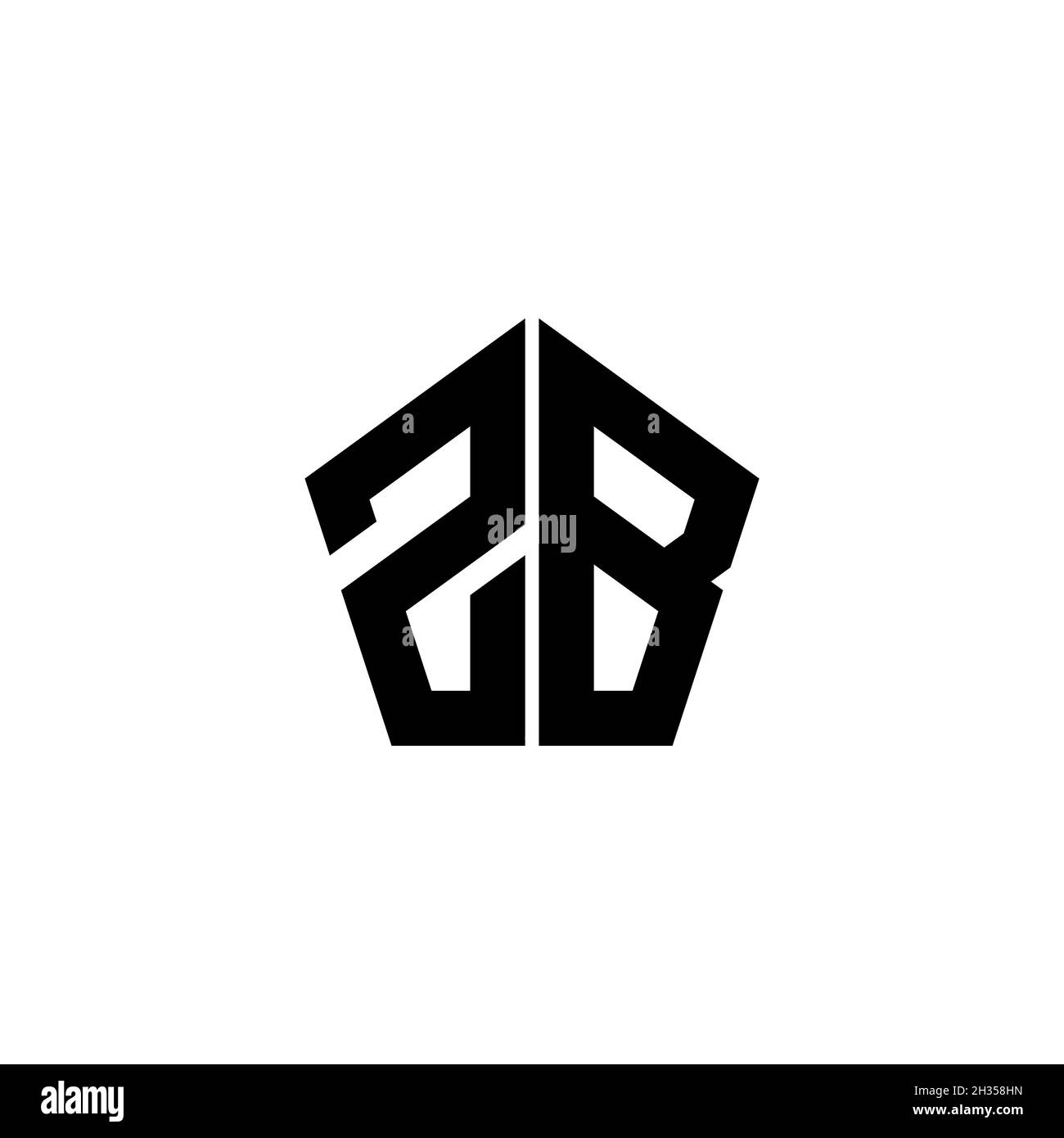 ZB Monogram logo letter with polygonal geometric shape style design ...