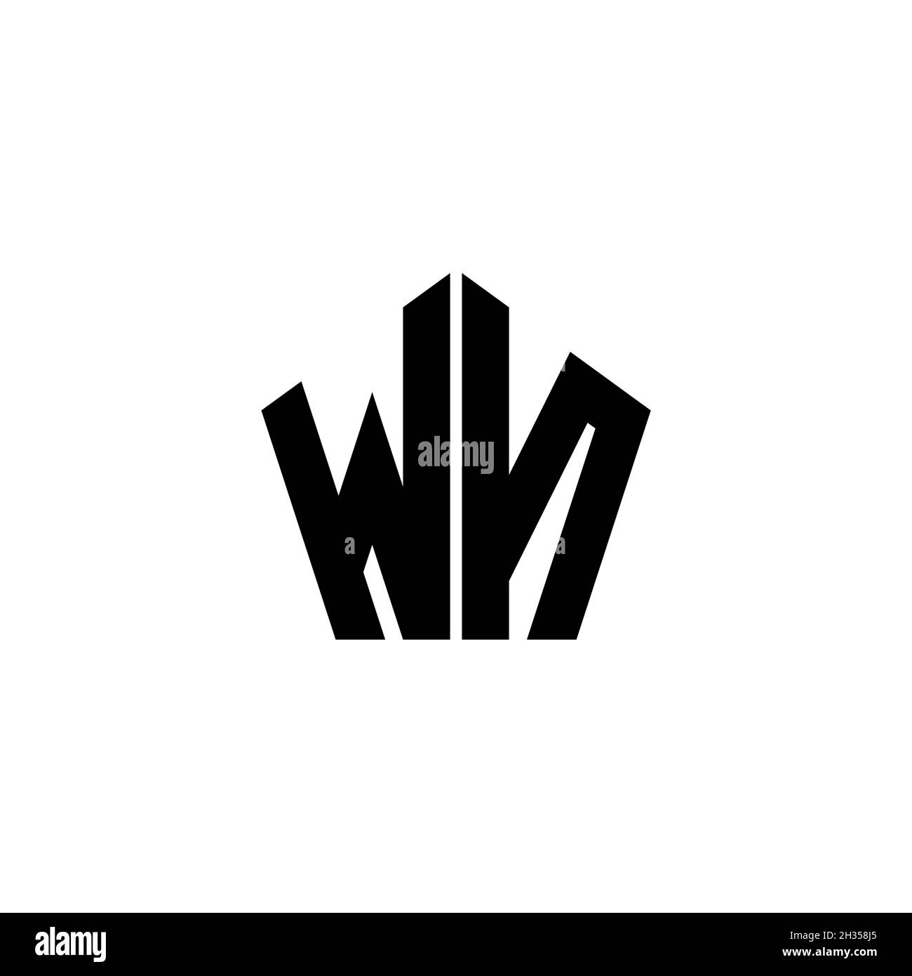 WN Monogram logo letter with polygonal geometric shape style design ...