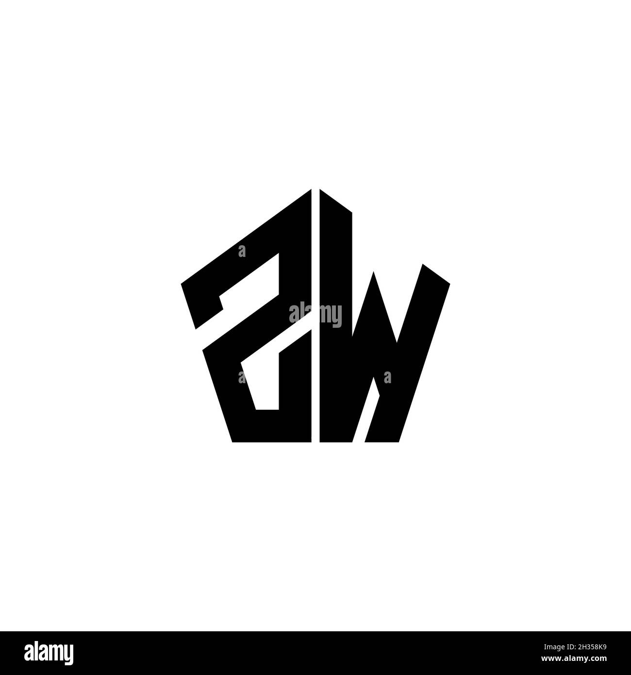 ZW Monogram logo letter with polygonal geometric shape style design ...