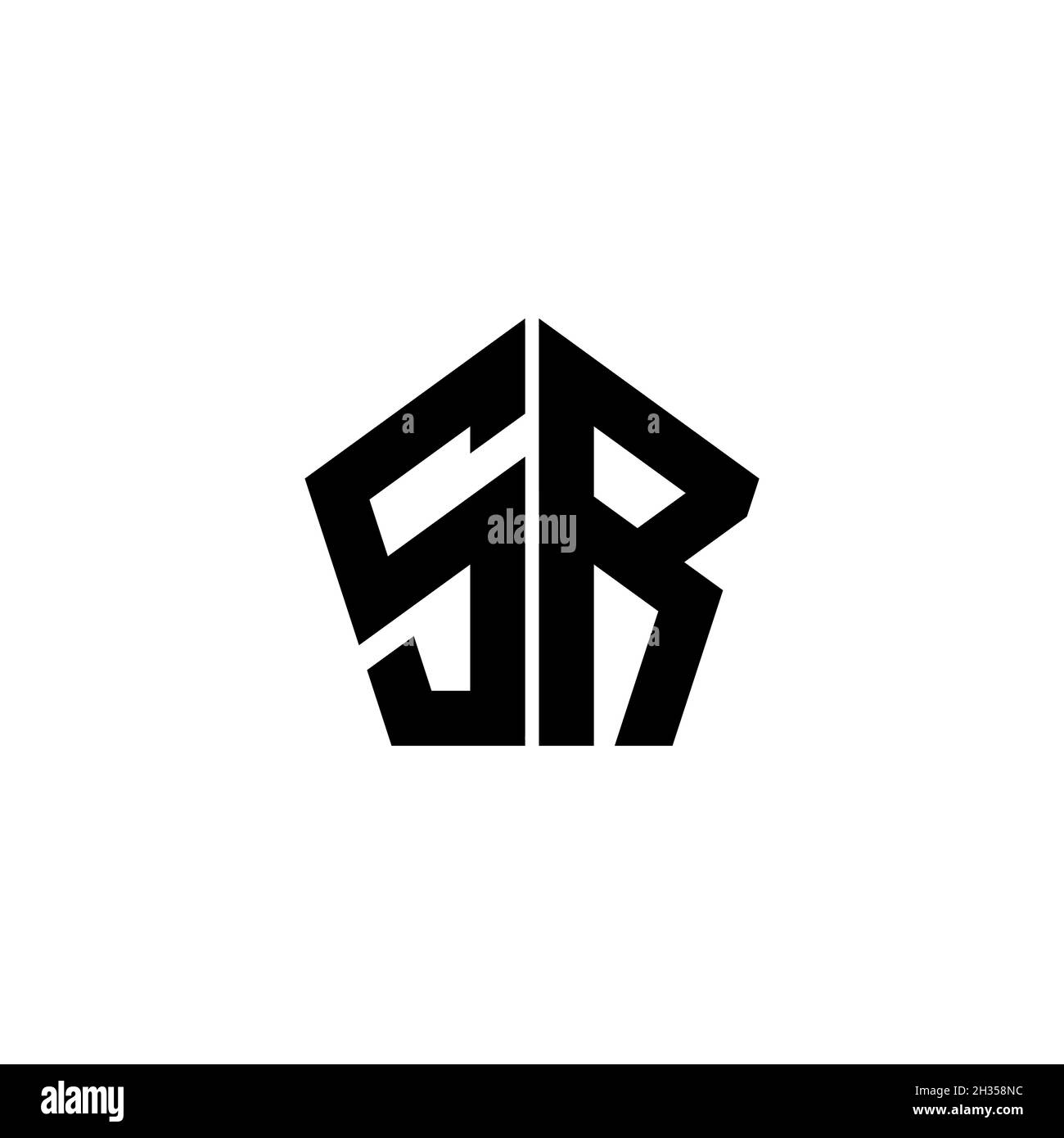 SR Monogram logo letter with polygonal geometric shape style design ...