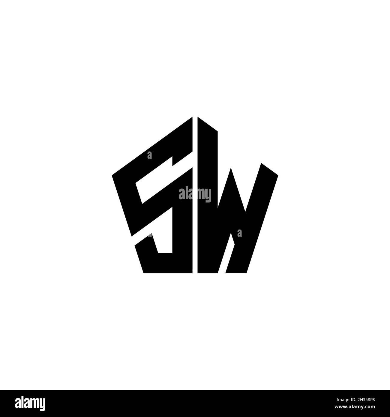 SW Monogram logo letter with polygonal geometric shape style design ...