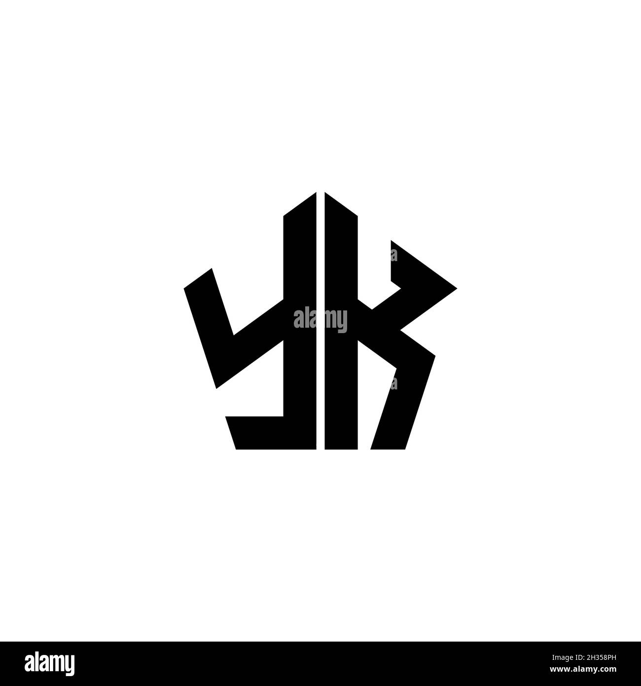 YK Monogram logo letter with polygonal geometric shape style design isolated on white background ...