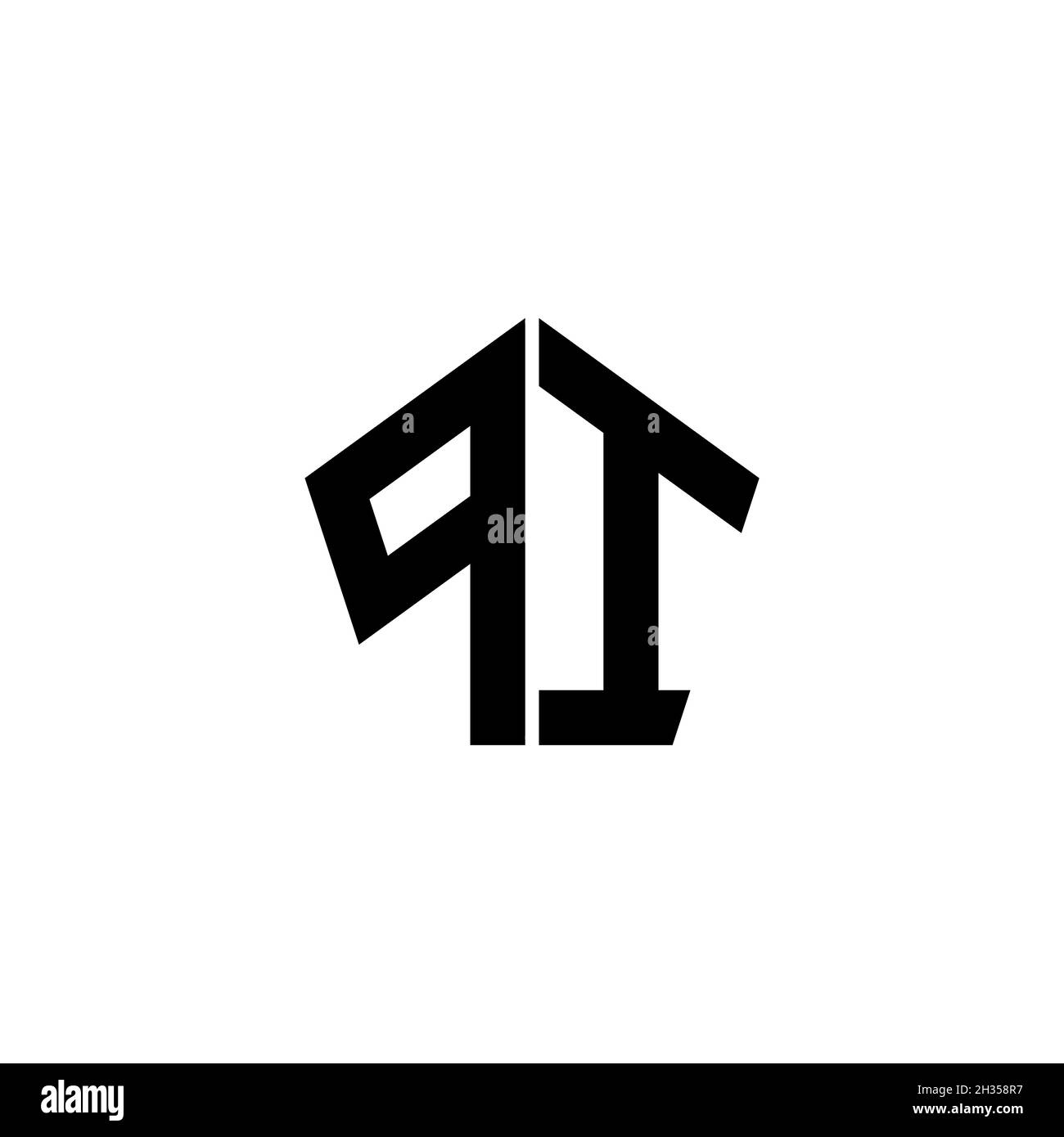 PI Monogram logo letter with polygonal geometric shape style design ...