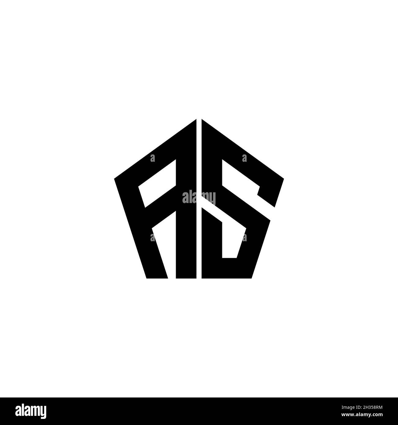 AS Monogram logo letter with polygonal geometric shape style design ...
