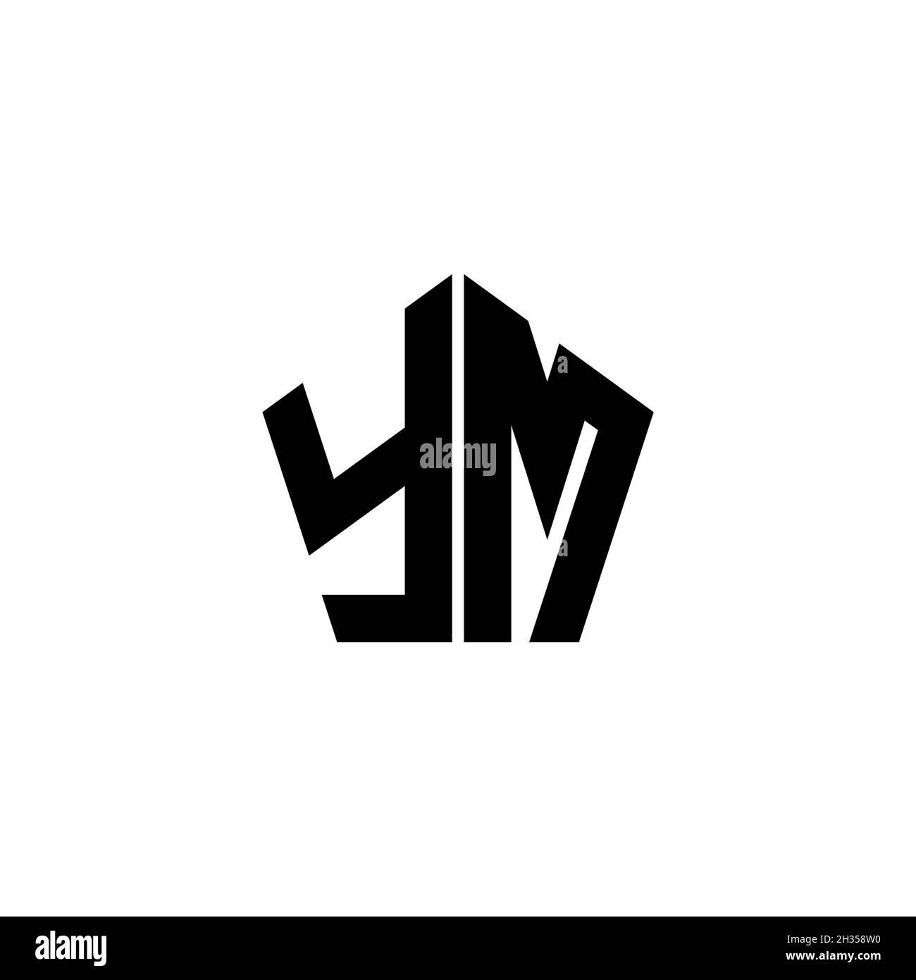 YM Monogram logo letter with polygonal geometric shape style design isolated on white background ...