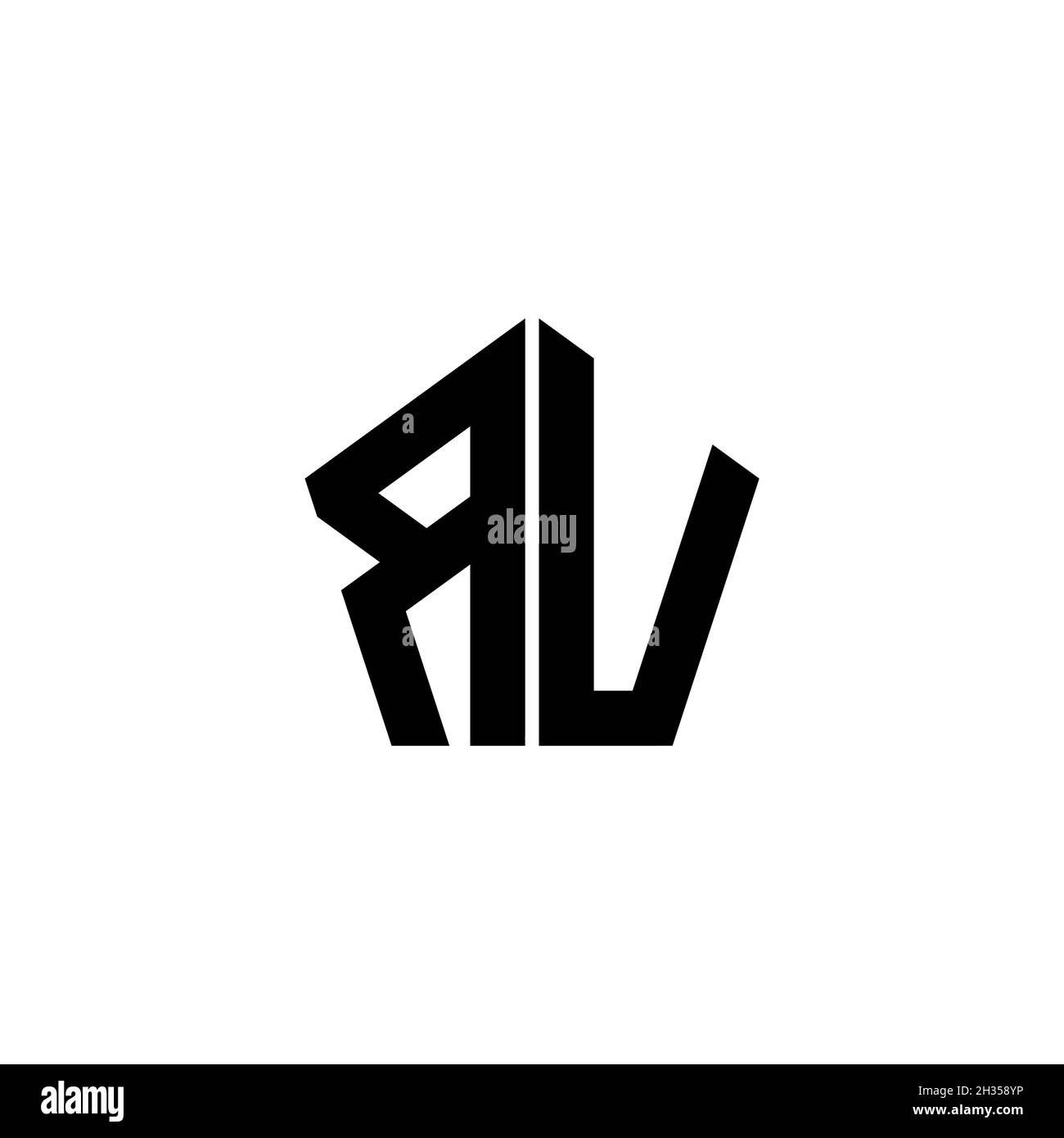 RU Monogram logo letter with polygonal geometric shape style design ...