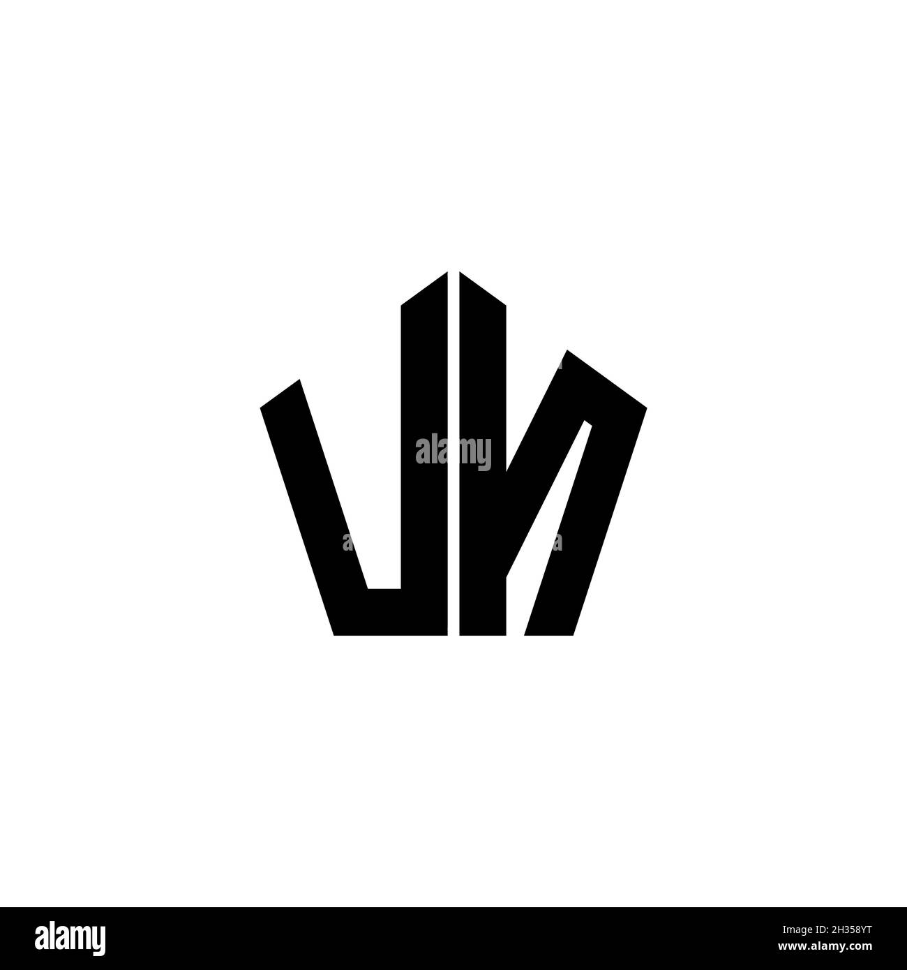 UN Monogram logo letter with polygonal geometric shape style design ...