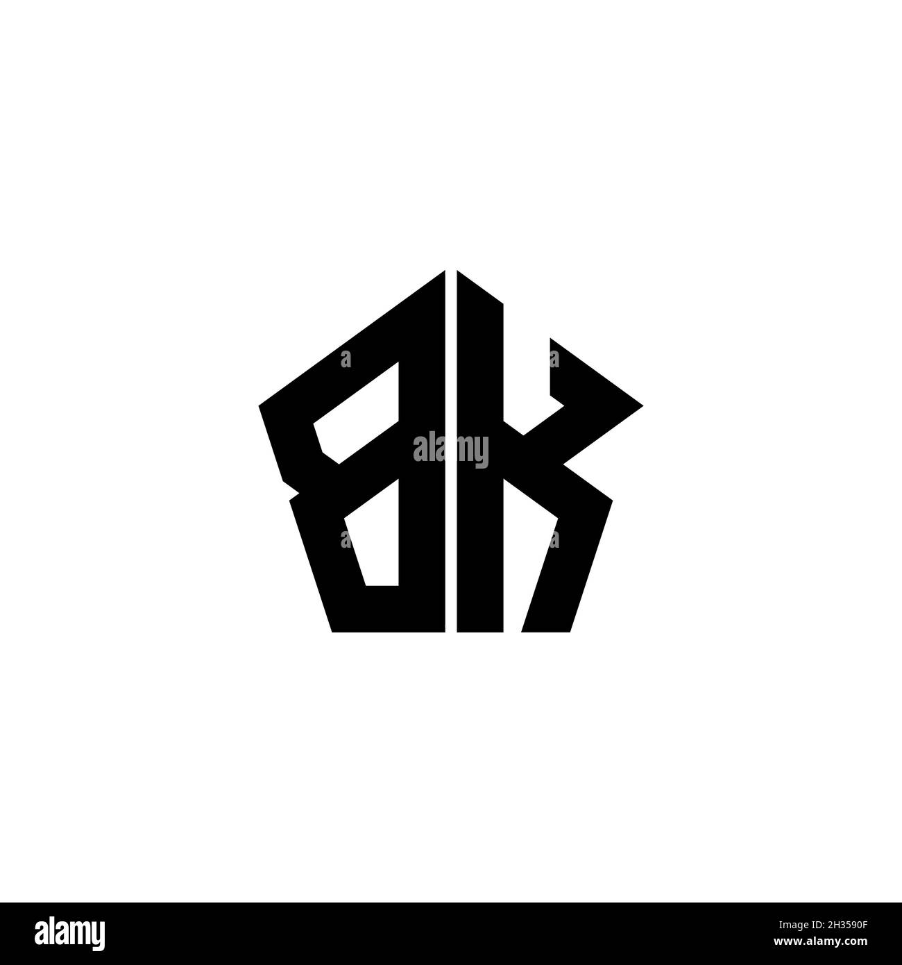 BK Monogram logo letter with polygonal geometric shape style design ...