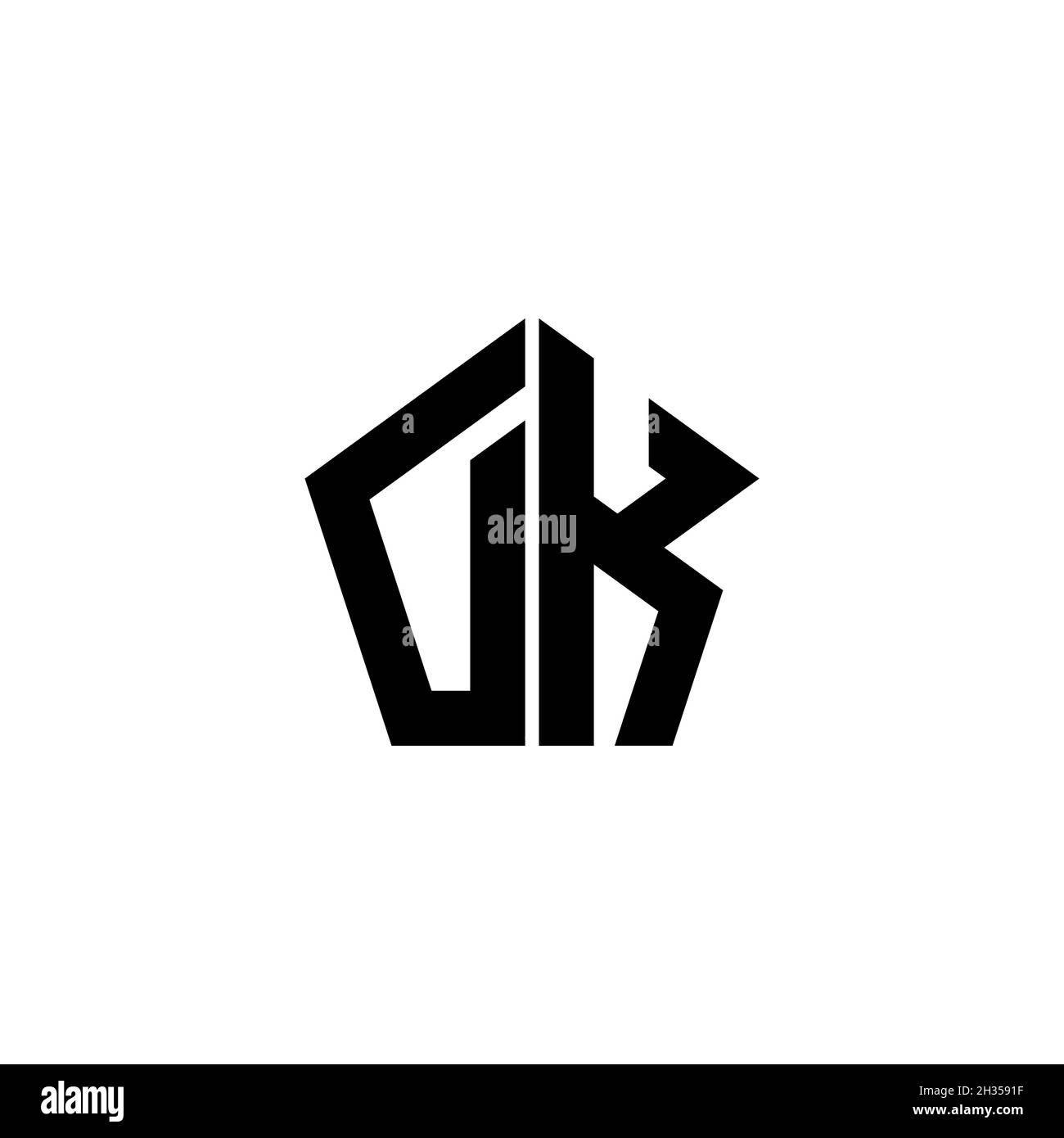 DK Monogram logo letter with polygonal geometric shape style design ...