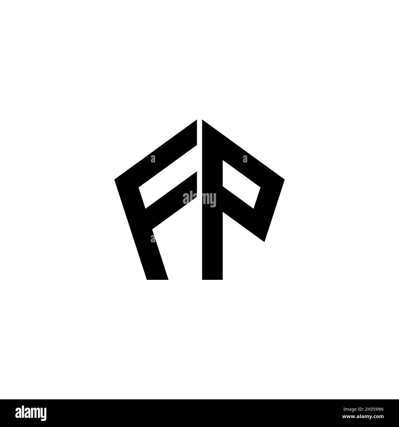 FP Monogram logo letter with polygonal geometric shape style design isolated on white background ...