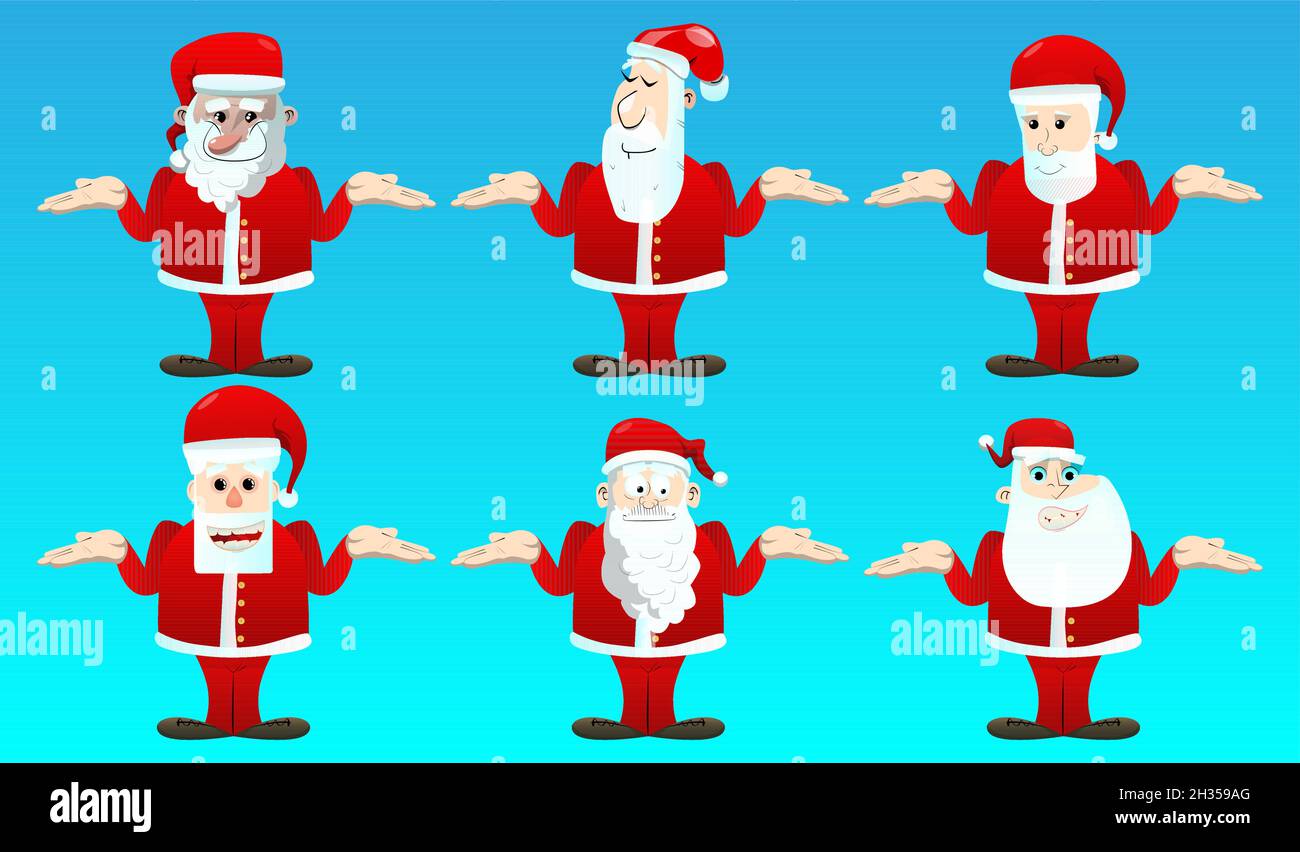 Santa Claus in his red clothes with white beard shrugs shoulders ...