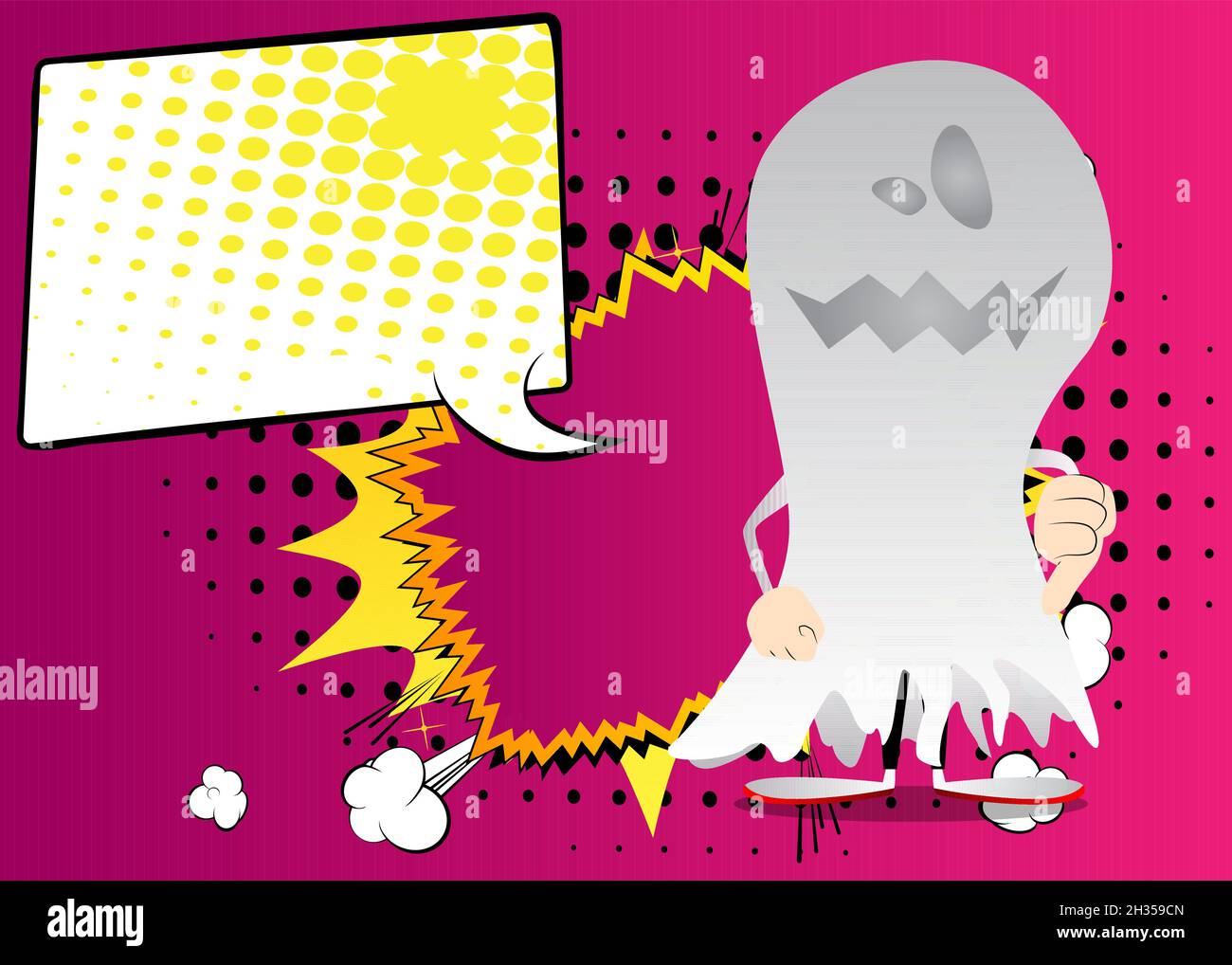 Kid dressed for Halloween showing dislike hand sign. Vector cartoon ...