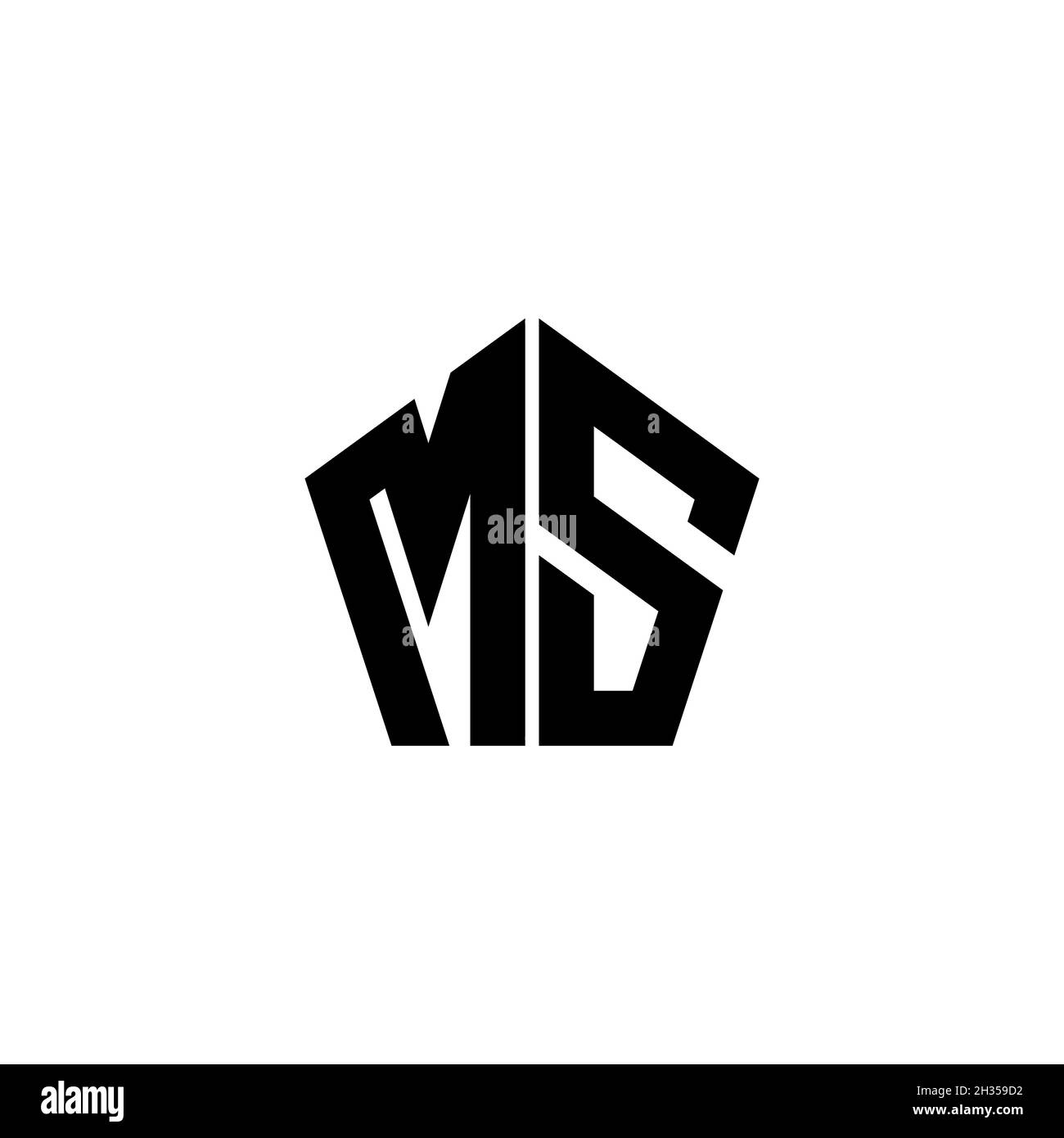 Ms Monogram Logo Letter With Polygonal Geometric Shape Style Design