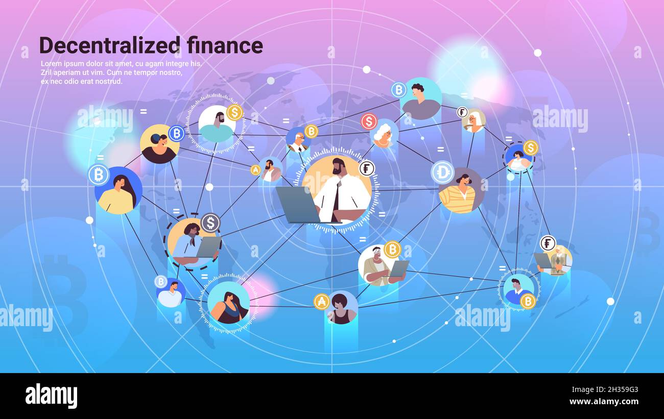 DeFi decentralized finance system cryptocurrency and blockchain ...