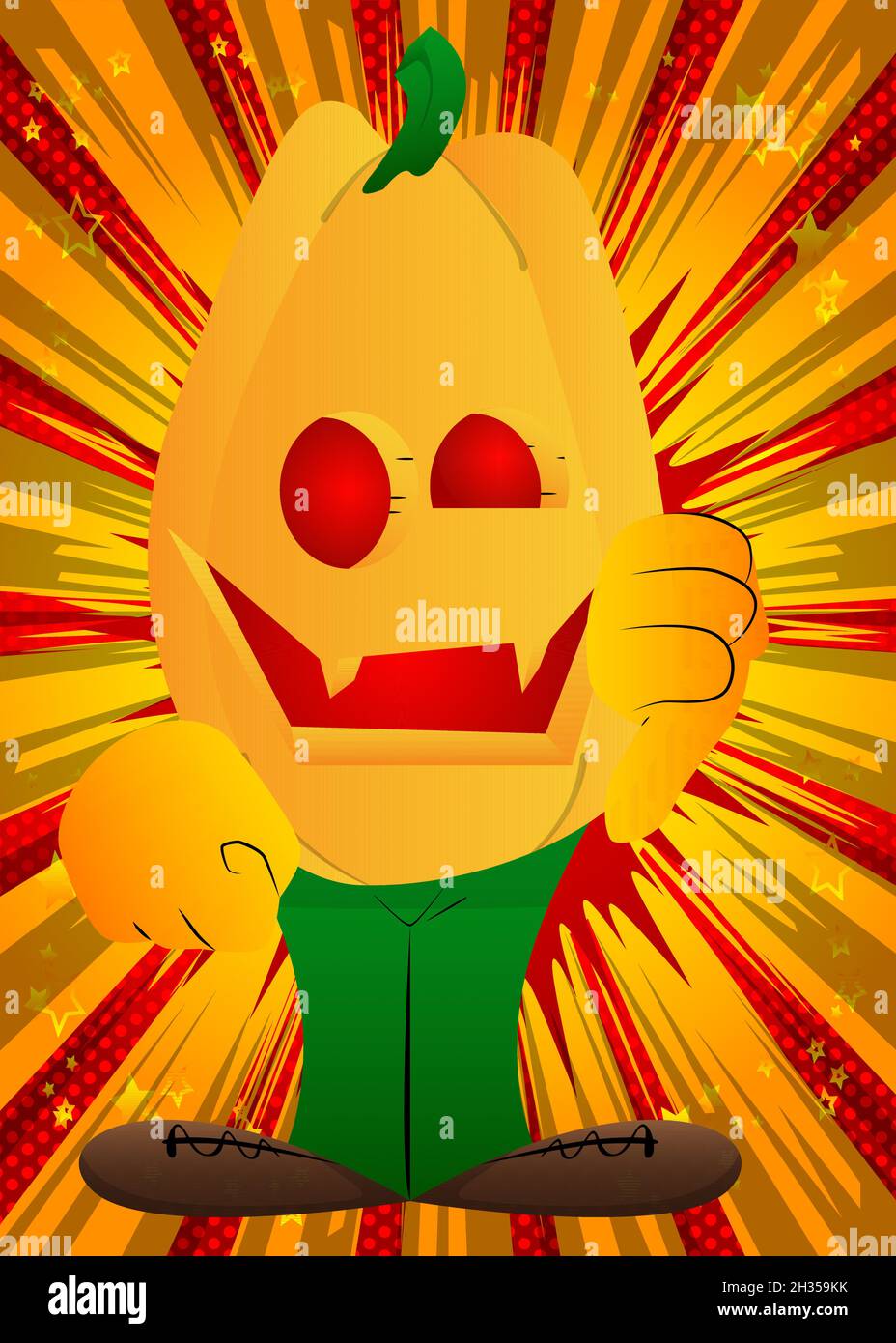 Decorative pumpkin for Halloween showing dislike hand sign as a cartoon ...