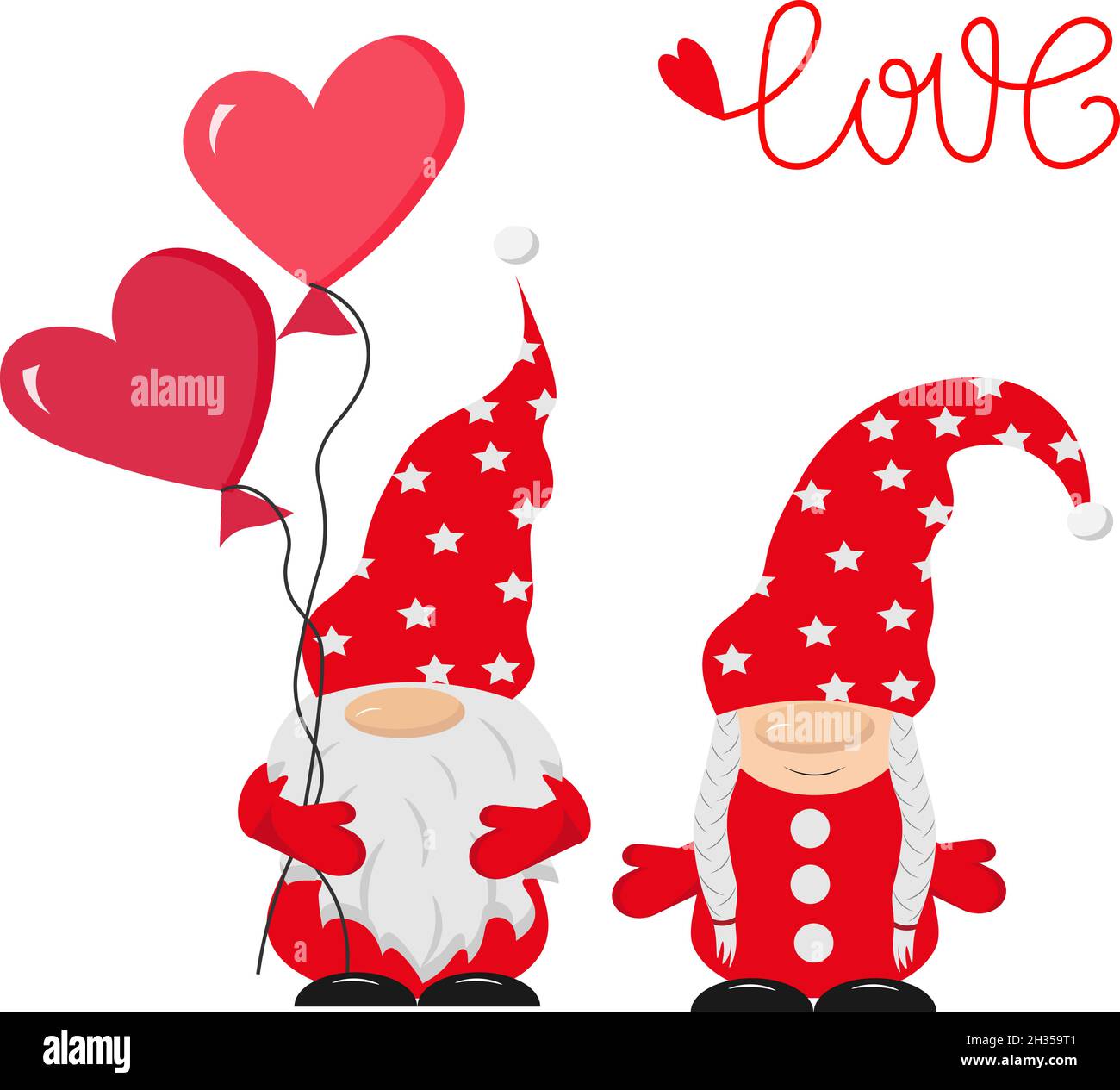 Postcard template with two little gnomes and balloons. Festive ...
