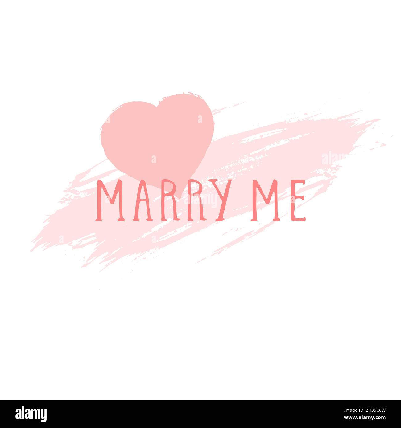 Vector illustration with hand drawn text MARRY ME and grunge heart on ...