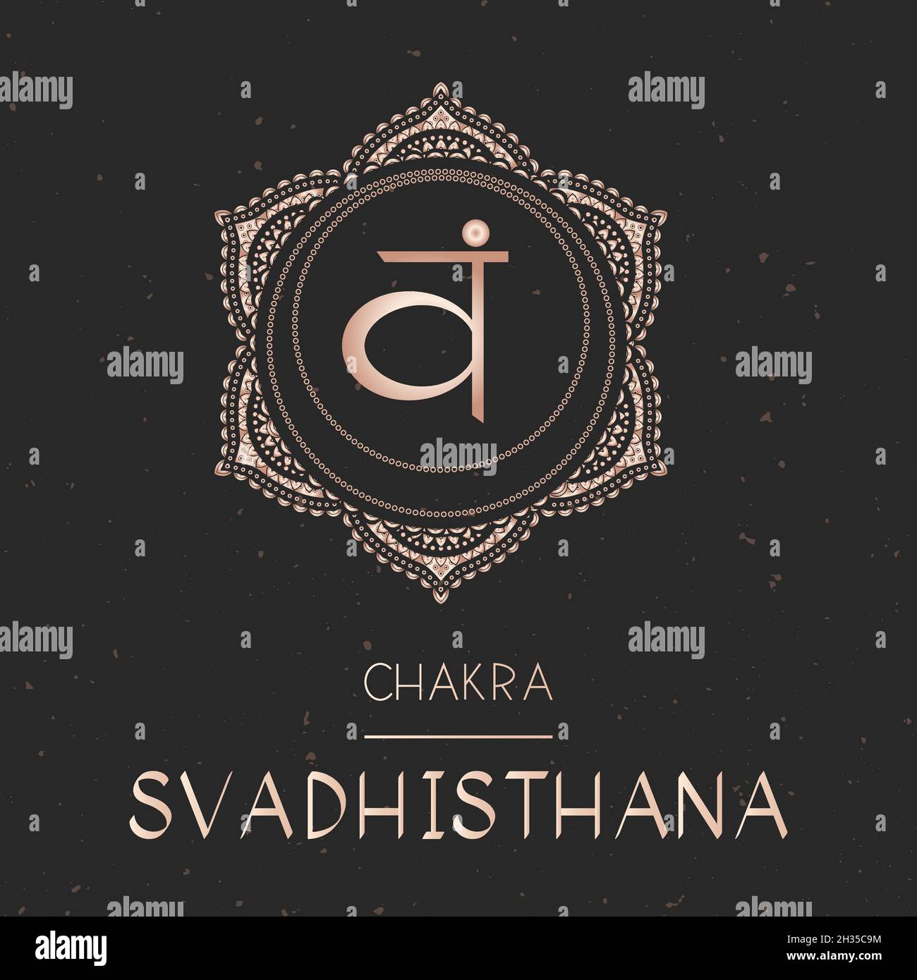 Vector illustration with gold symbol chakra Svadhishana on dark ...