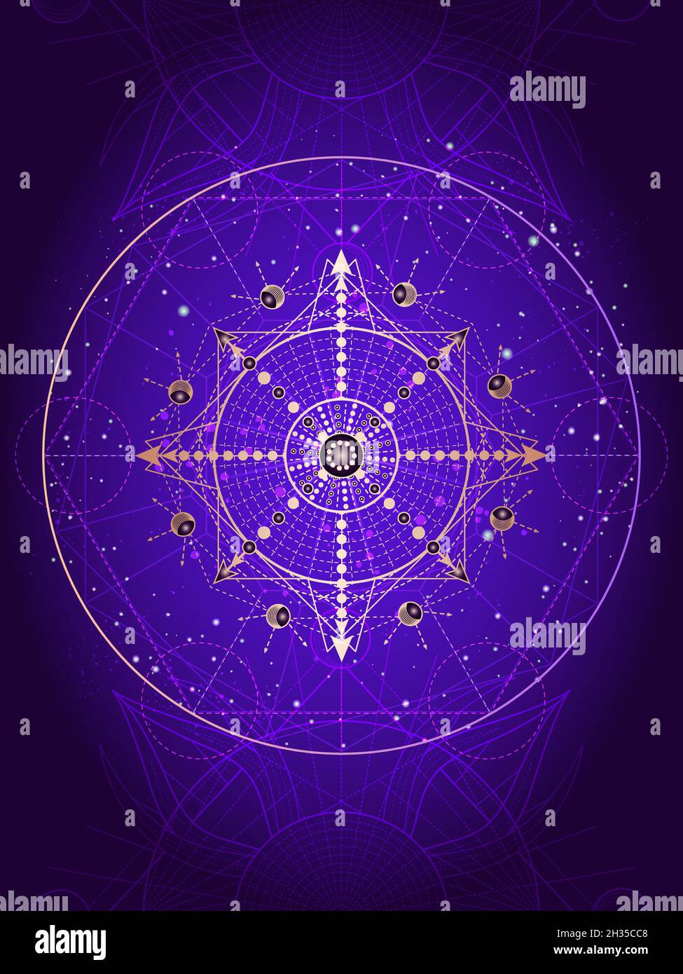 Vector illustration of Sacred geometry symbol on abstract background ...