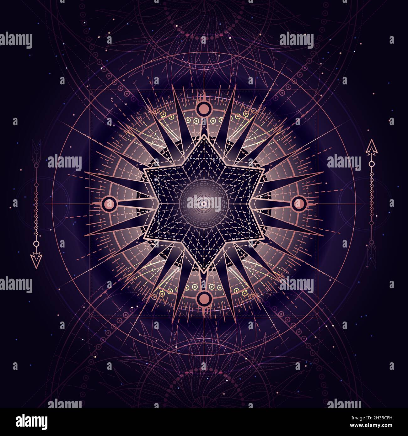 Vector illustration of Sacred geometry symbol on abstract background ...
