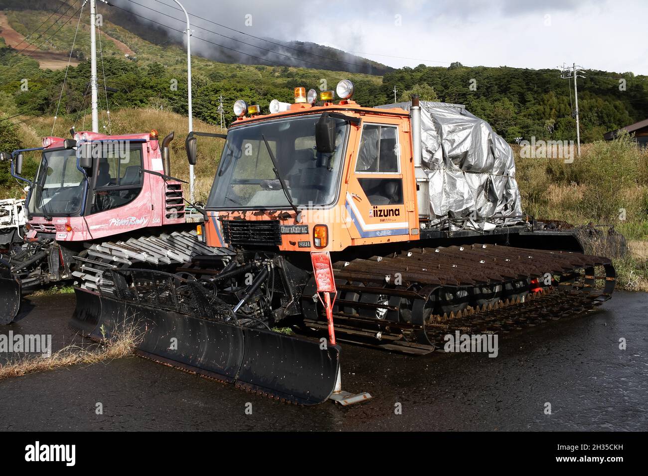 nagano, japan, 2021-20-10 , Old and rusty japanese Snowcat parked in a ...