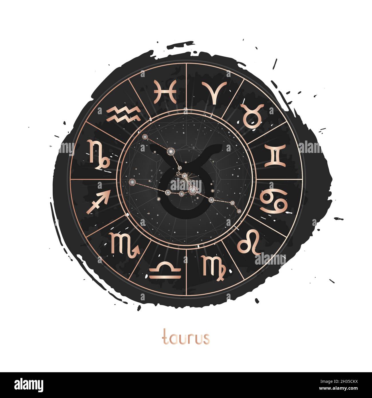 Vector illustration of Zodiac sign and constellation Taurus with ...