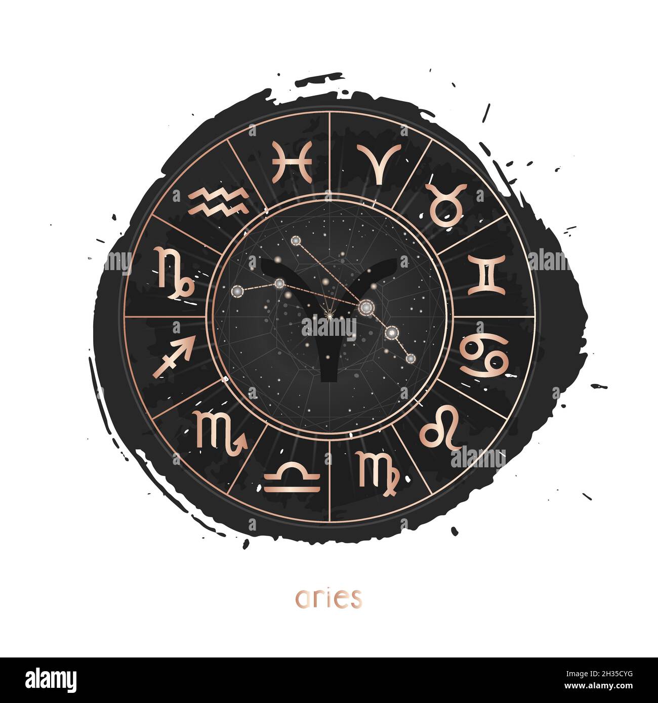 Vector illustration of Zodiac sign and constellation Aries with ...