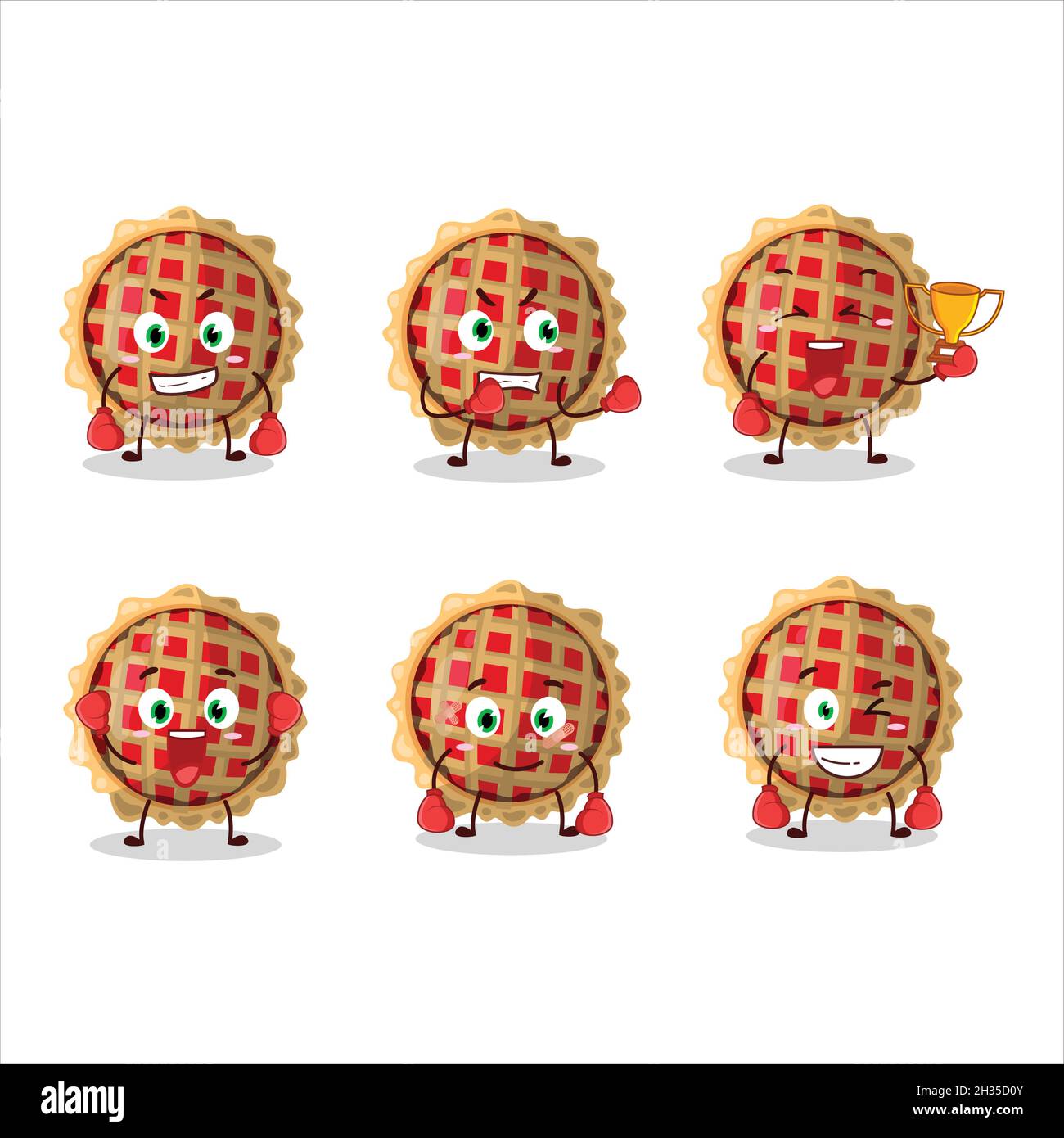 A sporty apple pie boxing athlete cartoon mascot design. Vector ...