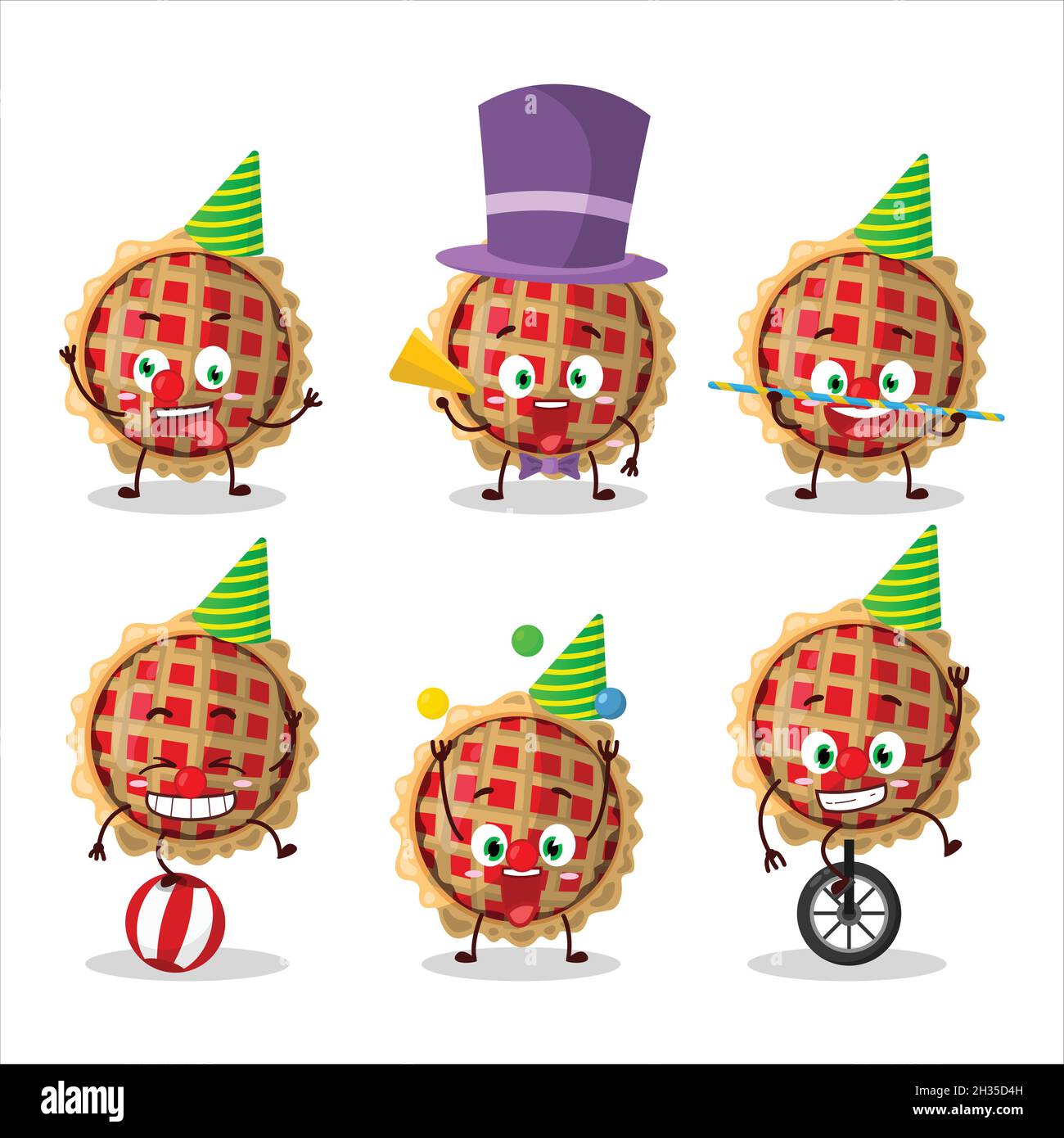 Cartoon character of apple pie with various circus shows. Vector ...