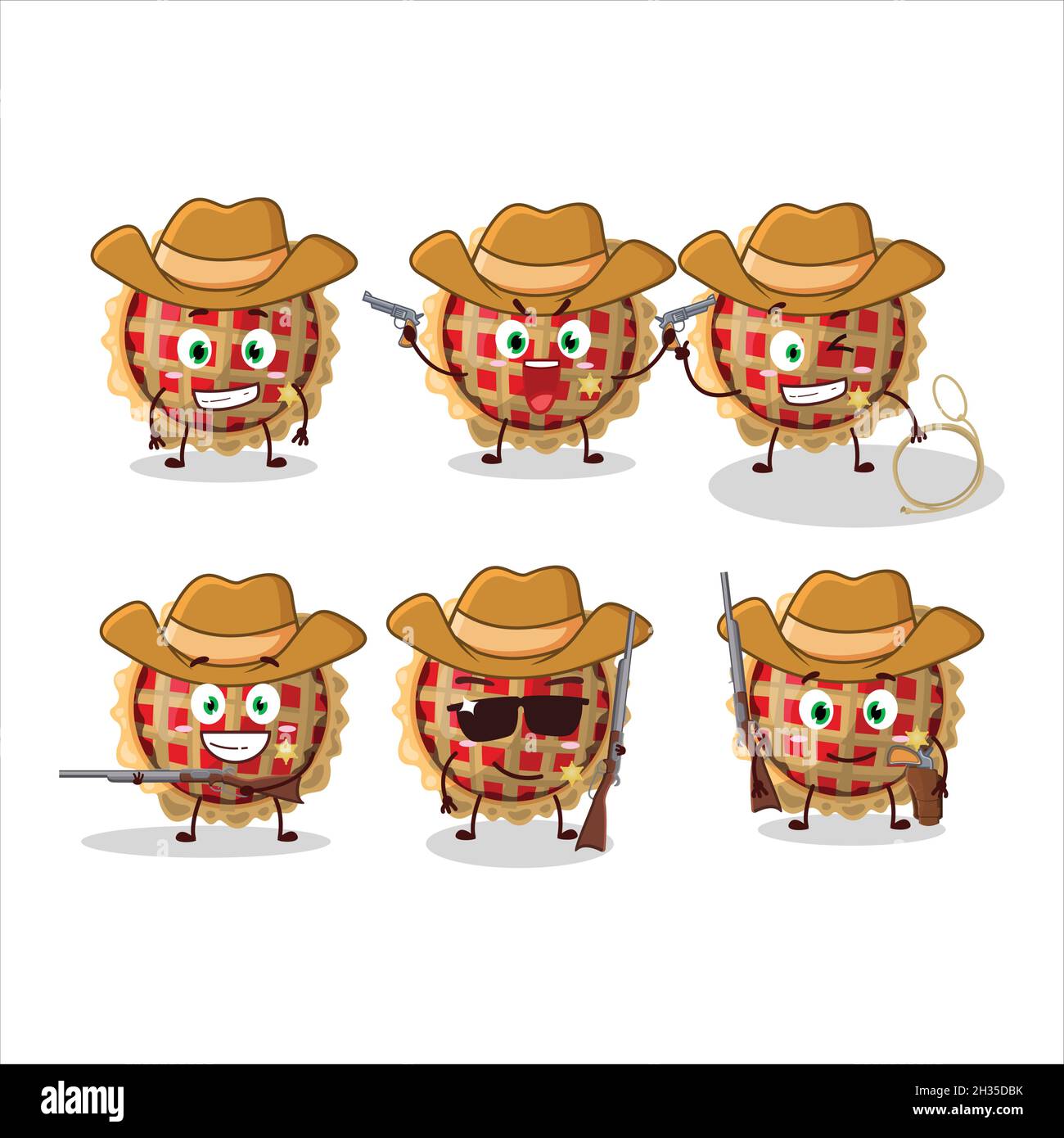 Cool cowboy apple pie cartoon character with a cute hat. Vector ...