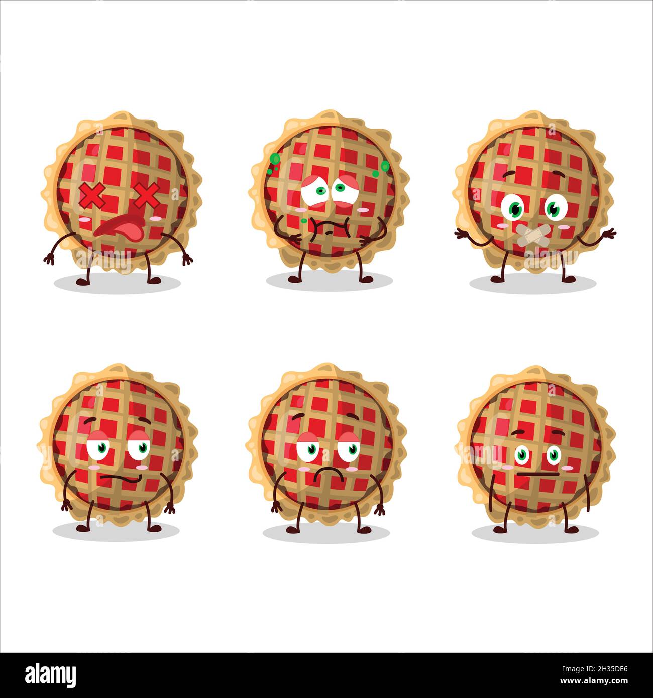 Apple pie cartoon character with nope expression. Vector illustration ...