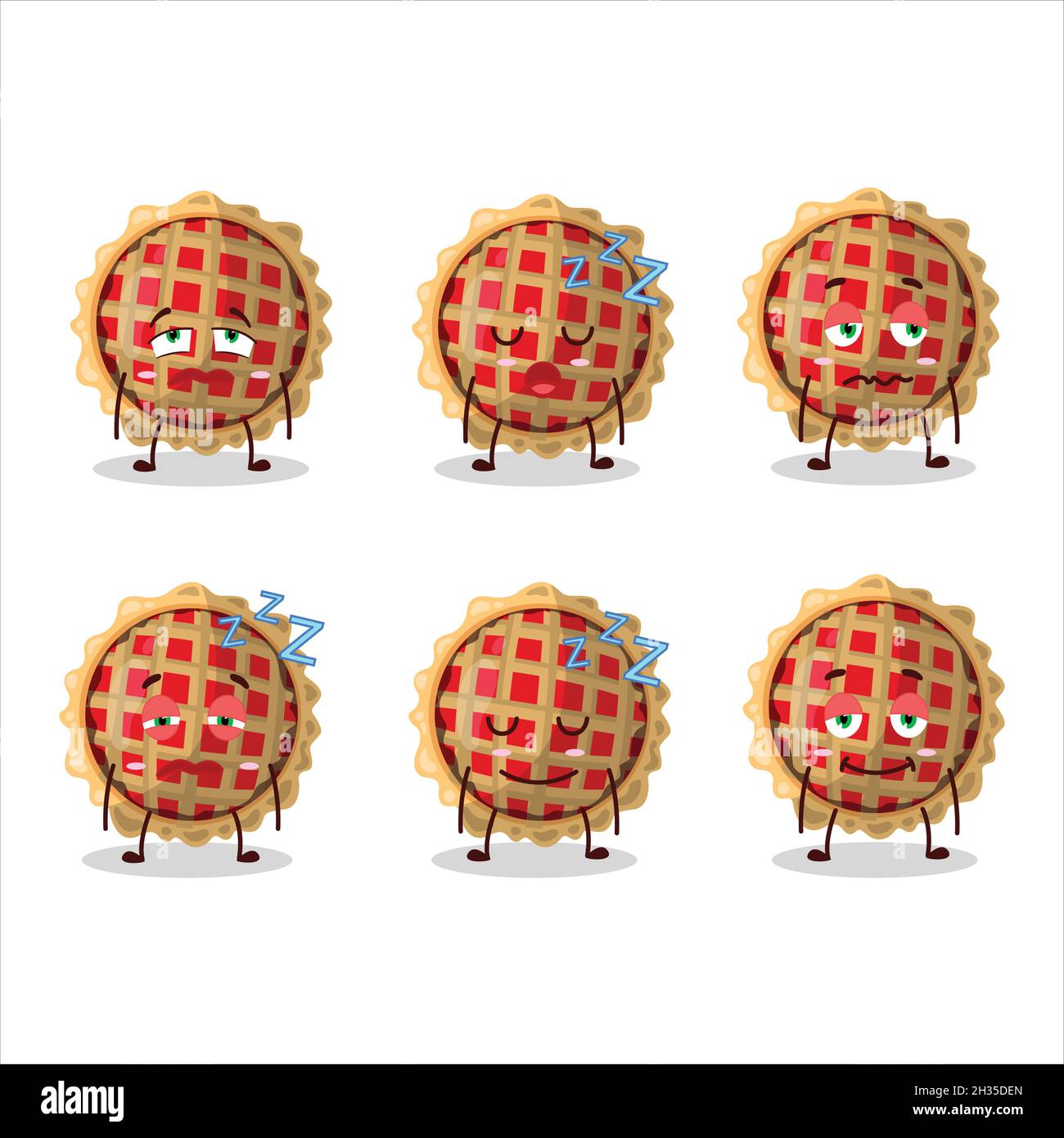 Cartoon character of apple pie with sleepy expression. Vector ...
