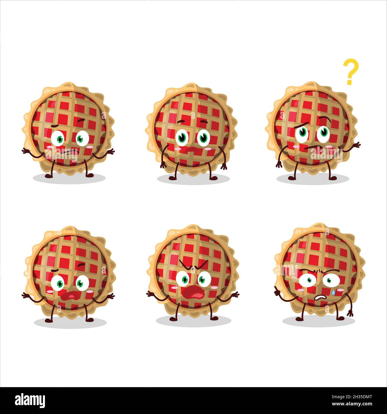Cartoon character of apple pie with what expression. Vector ...
