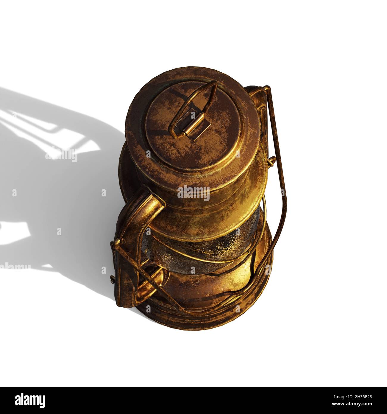 old kerosene lantern isolated on white background, top view Stock Photo ...