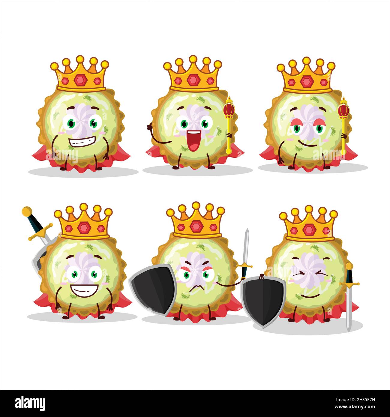 A Charismatic King key lime pie cartoon character wearing a gold crown ...