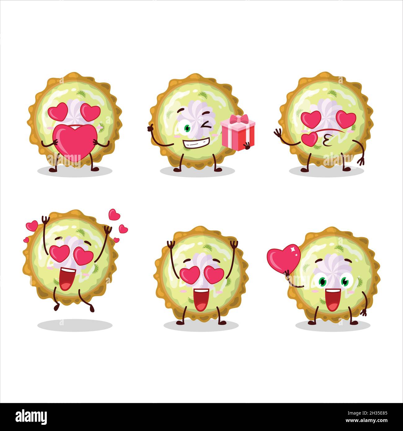 Key lime pie cartoon character with love cute emoticon. Vector ...