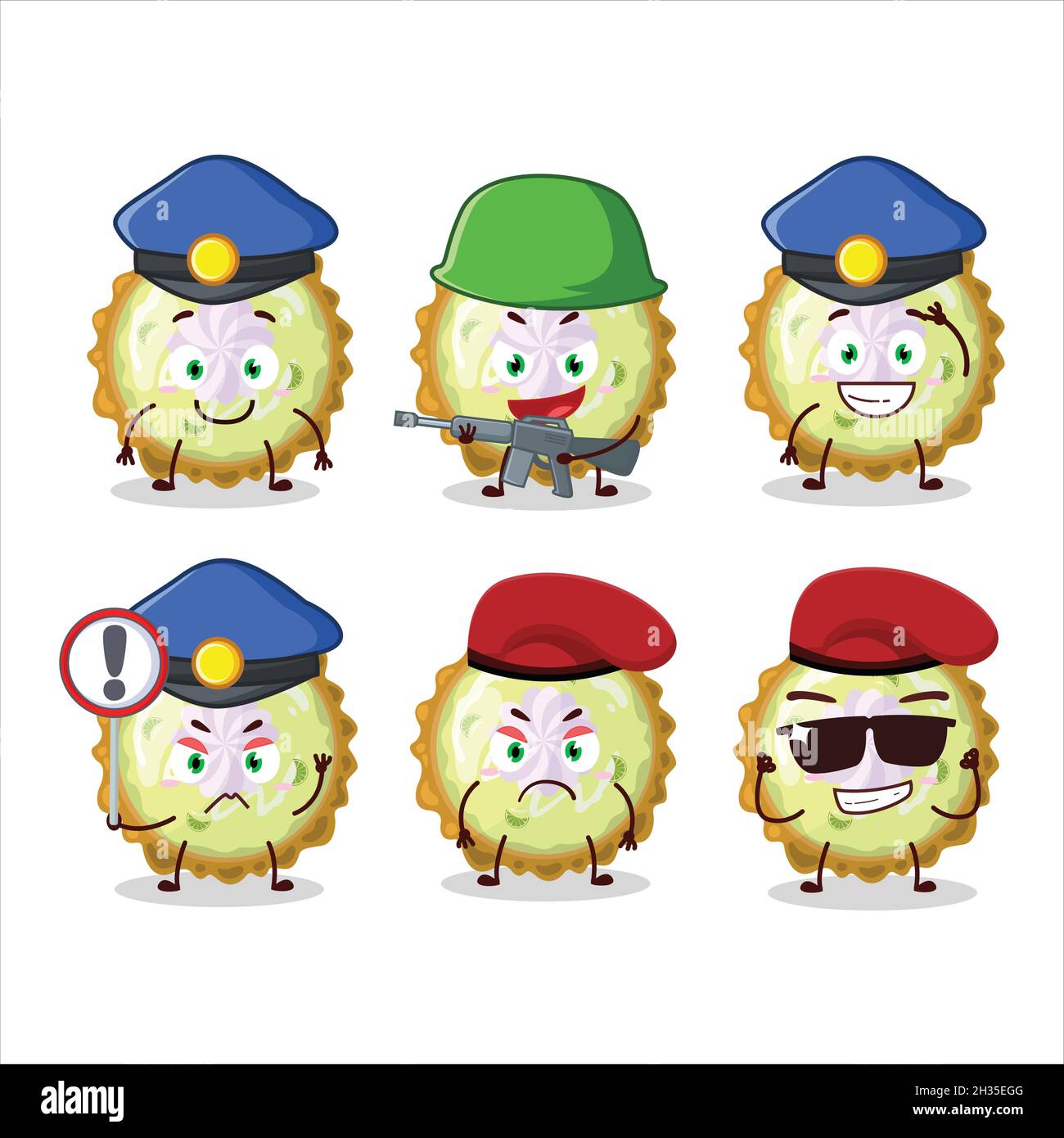 A dedicated Police officer of key lime pie mascot design style. Vector ...