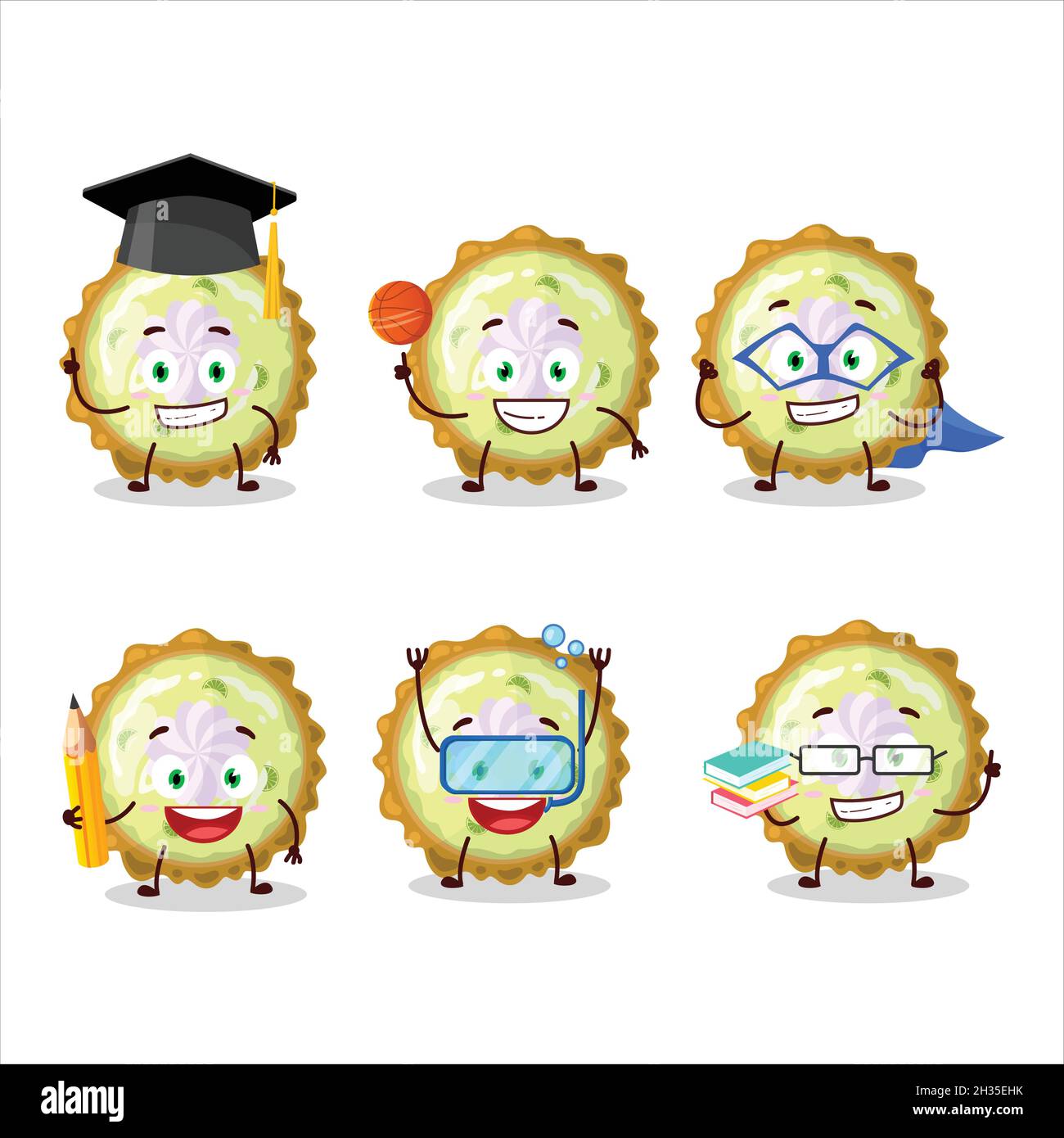 School student of key lime pie cartoon character with various ...