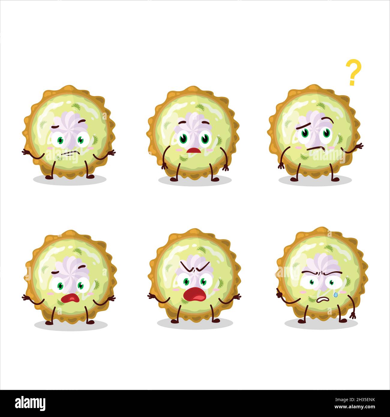 Cartoon character of key lime pie with what expression. Vector ...