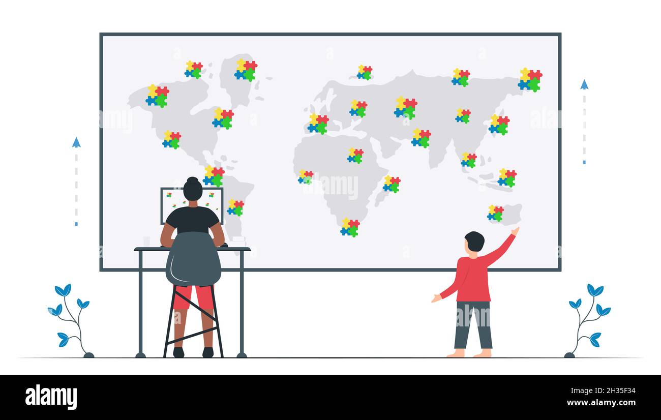 The map shows the place that have autistic people. World Austism ...