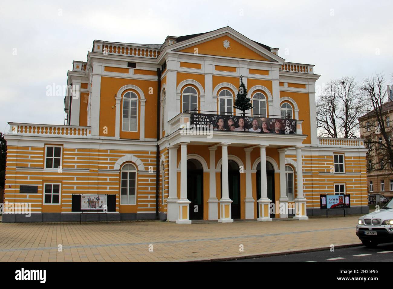 West Bohemian Theater, main facade with portico, Cheb, Czechia Stock ...