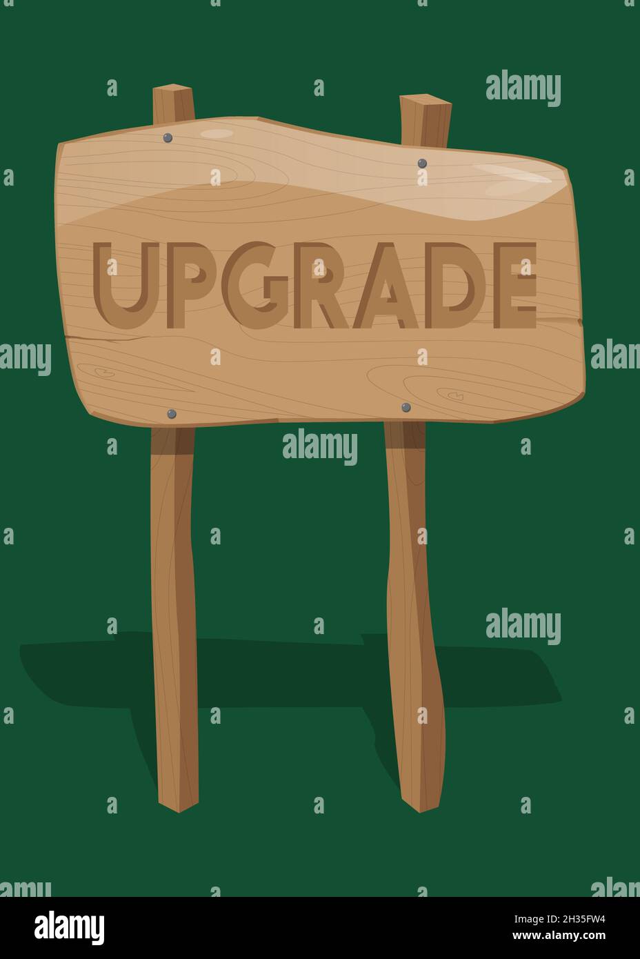 Upgrade text, upgrading software program concept on Wooden sign ...