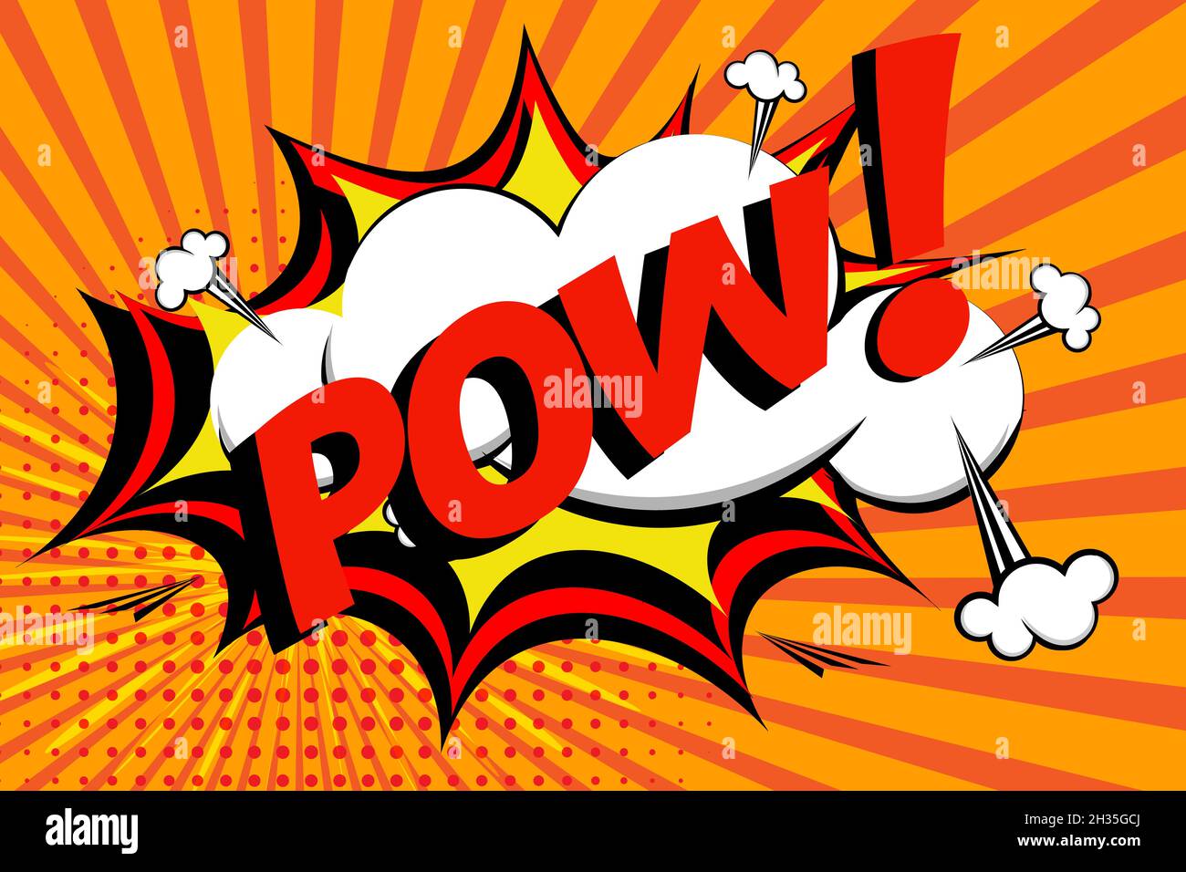 POW Comic book explosion on halftone background Vector illustration ...